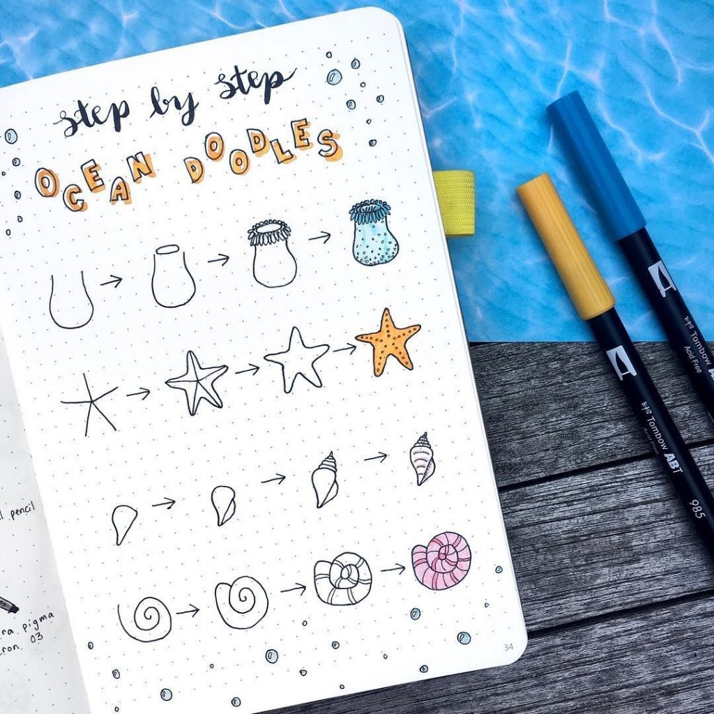 Bullet Journal Doodle Ideas (Step-By-Step Tutorials) - AnjaHome