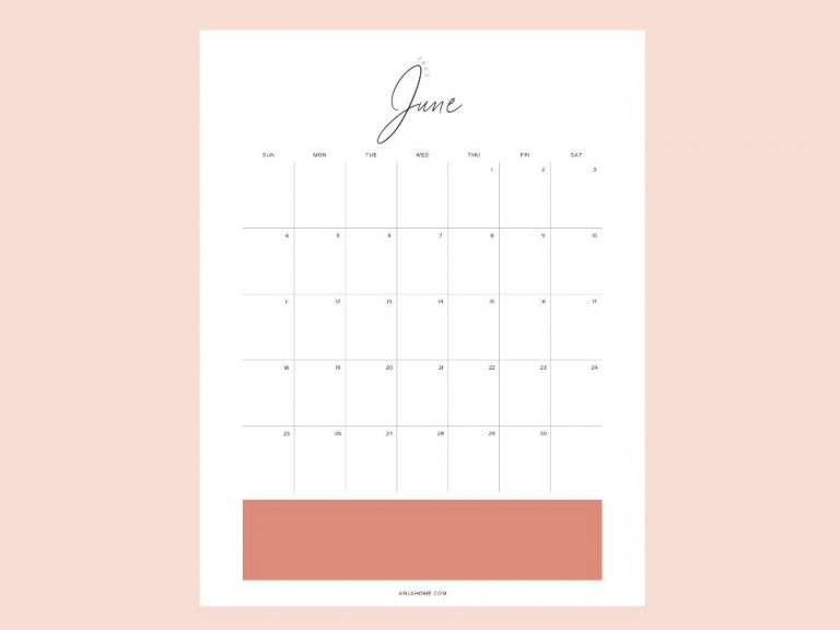 Cute June Calendar Printables (2024) - AnjaHome