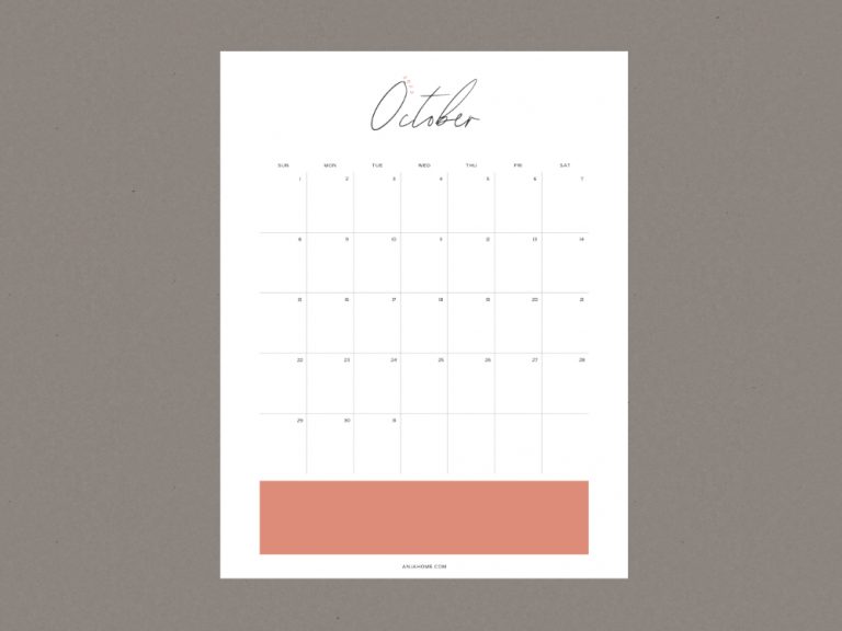 Free October Calendar Printable 2024 - AnjaHome