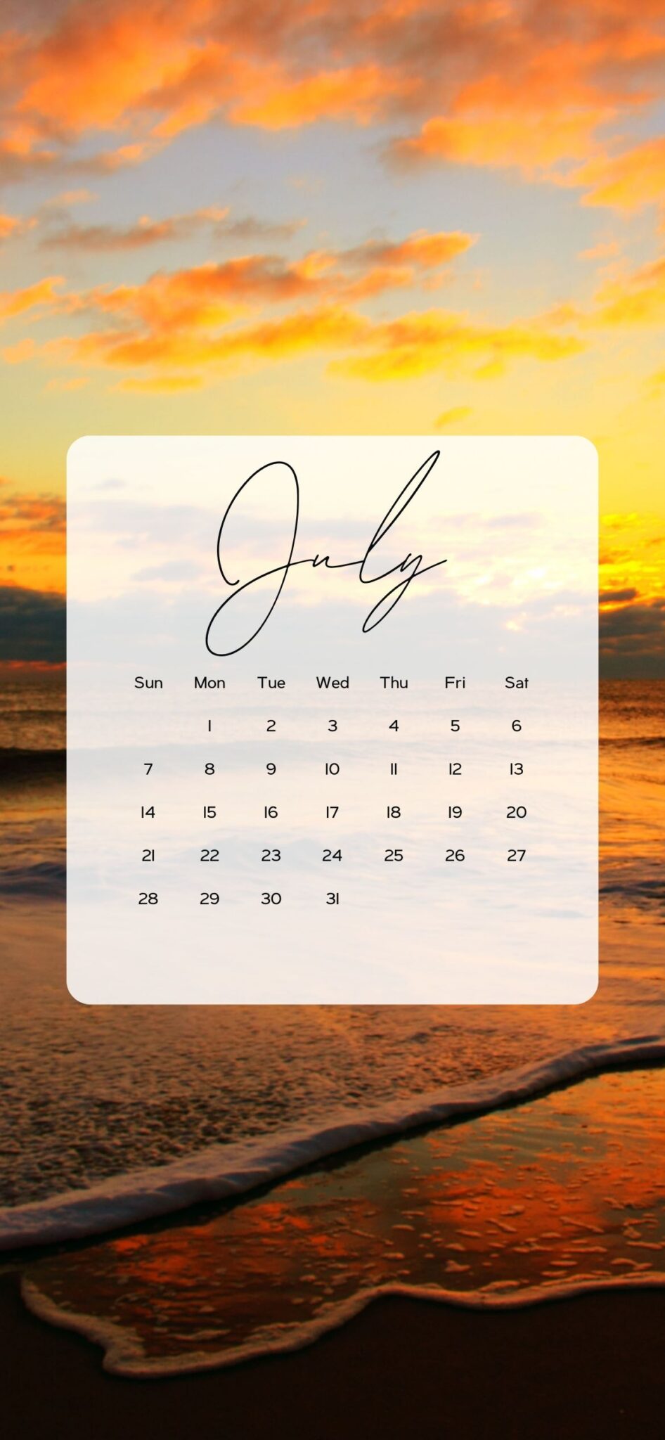 July Calendar Wallpaper - AnjaHome