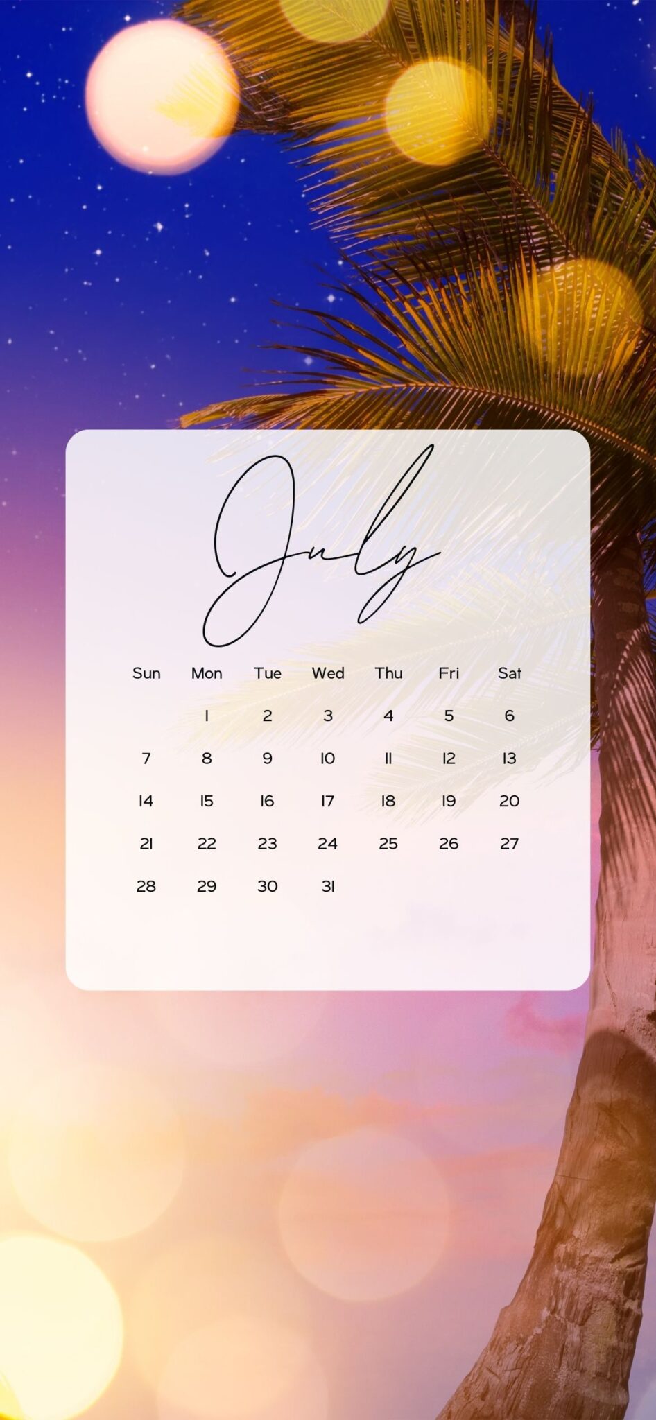 July Calendar Wallpaper - AnjaHome