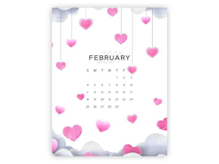 Cute February 2024 Calendar - AnjaHome