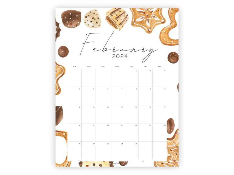 Cute February 2024 Calendar - AnjaHome