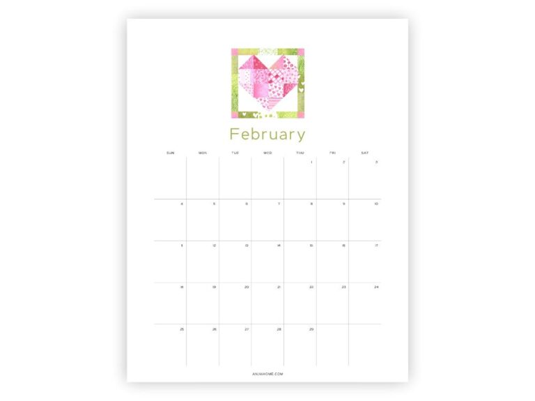 Cute February 2024 Calendar - AnjaHome