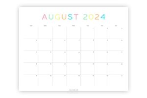 Cute August 2024 Calendar Printables - AnjaHome