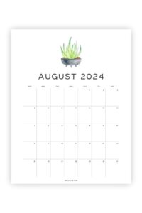 Cute August 2024 Calendar Printables - AnjaHome