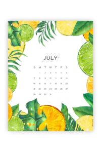 Cute July 2024 Calendar Printables - AnjaHome