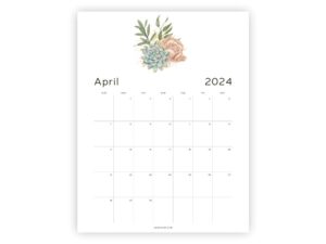 Cute April 2024 Calendar Free Printables - AnjaHome