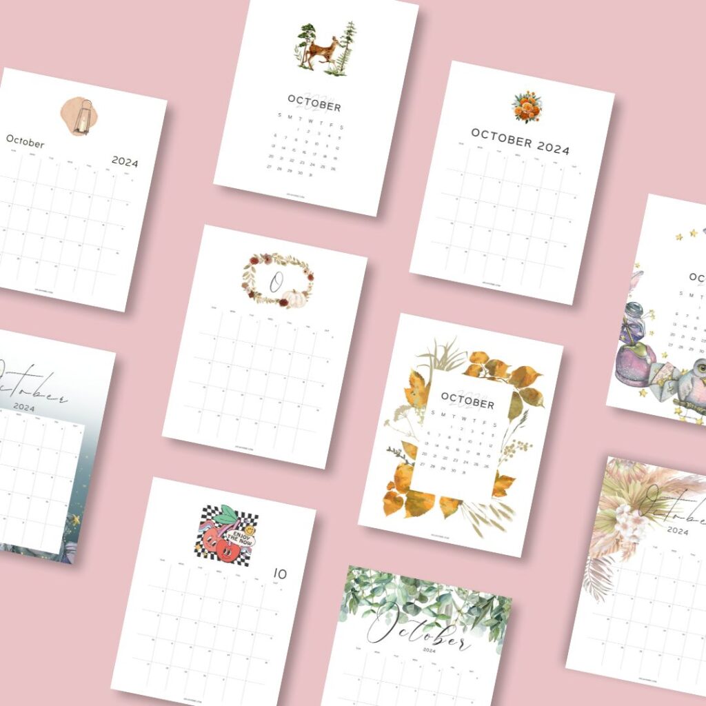 Cute October 2024 Calendar Printable You Get For Free - AnjaHome